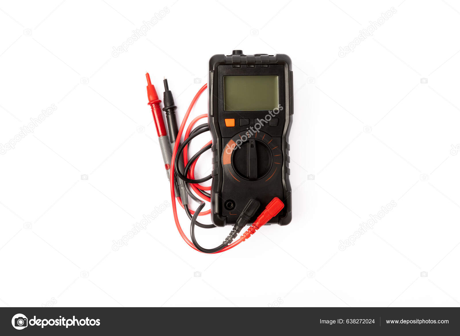 Black Digital Multimeter Probes Isolated White Background Multimeter ...