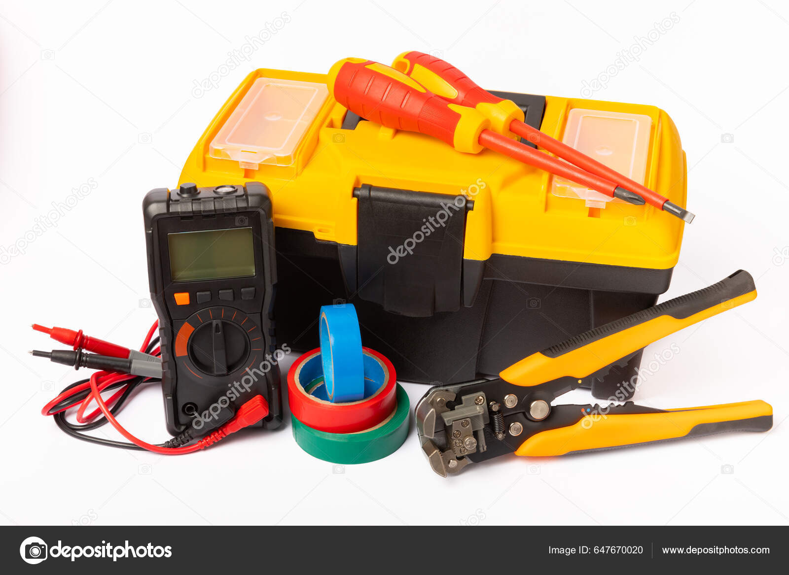 Tool Box Isolated White Background Electrician's Tool Box White ...