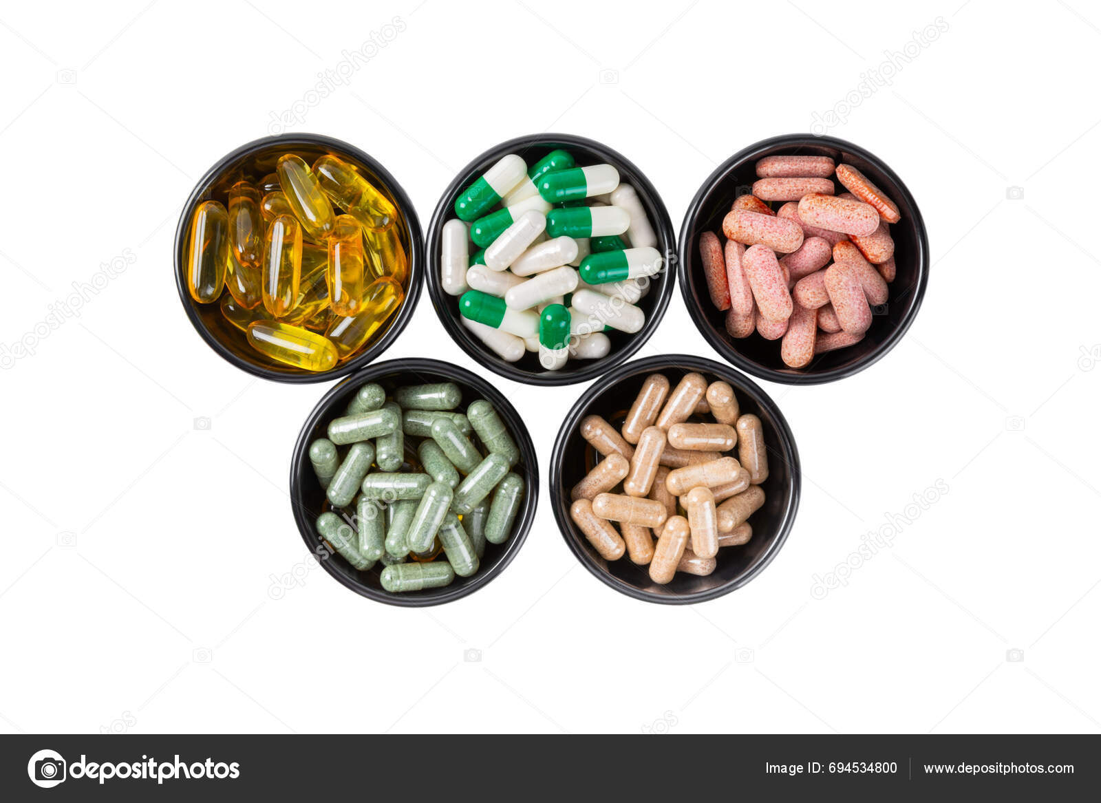 Vitamins Supplements Variety Vitamin Tablets Isolated White Background ...