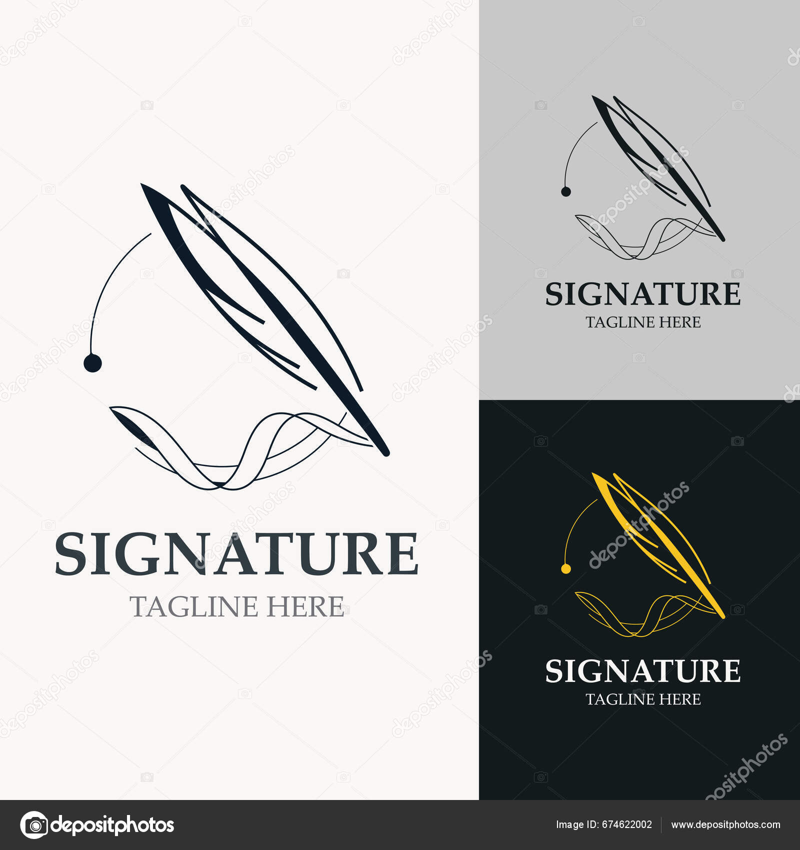 Feather Signature Logo Design Minimalist Business Symbol Sign Template ...