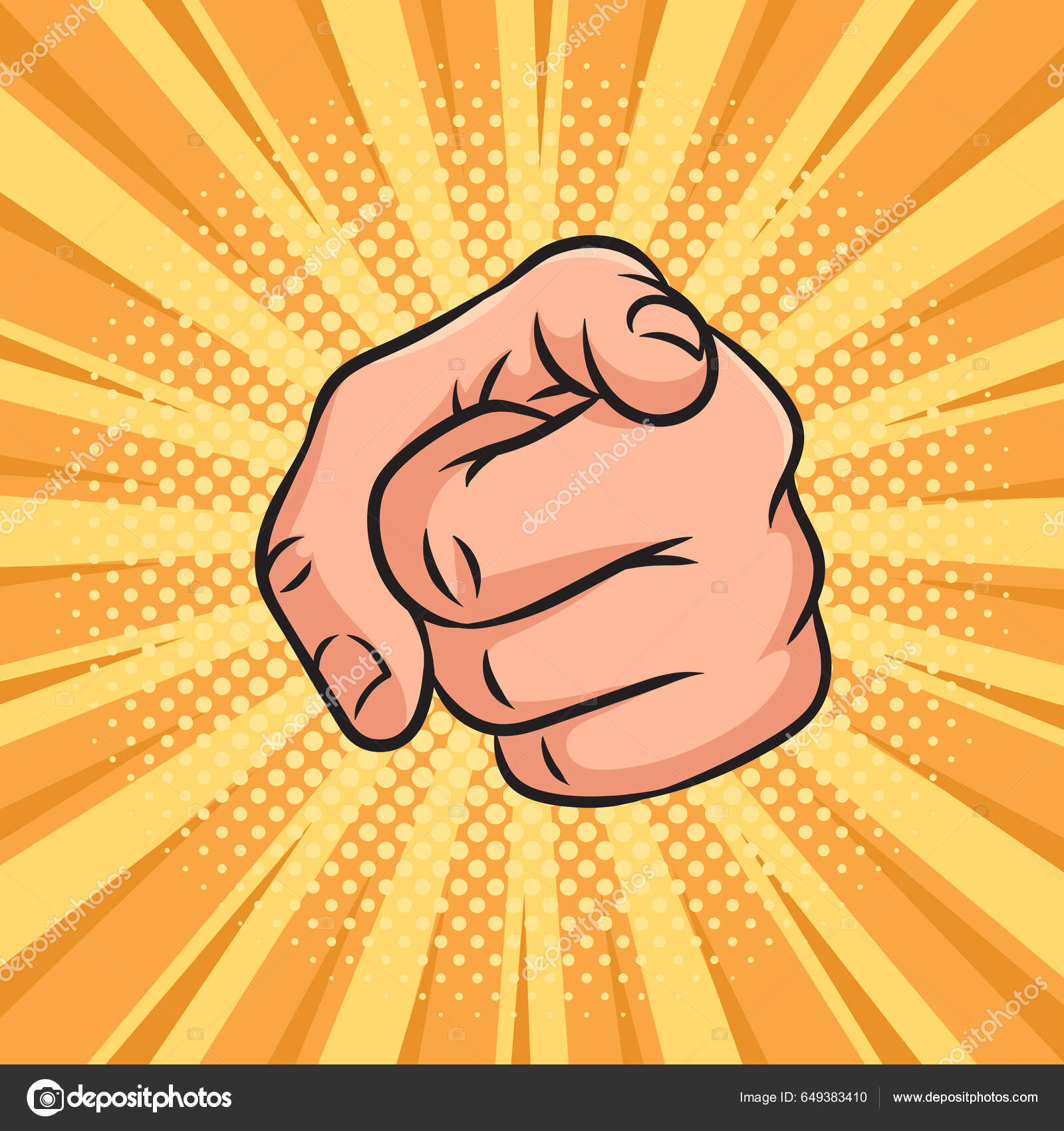 Hand Pointer Points Forward Direction Index Finger Pinup Pop Art Stock ...