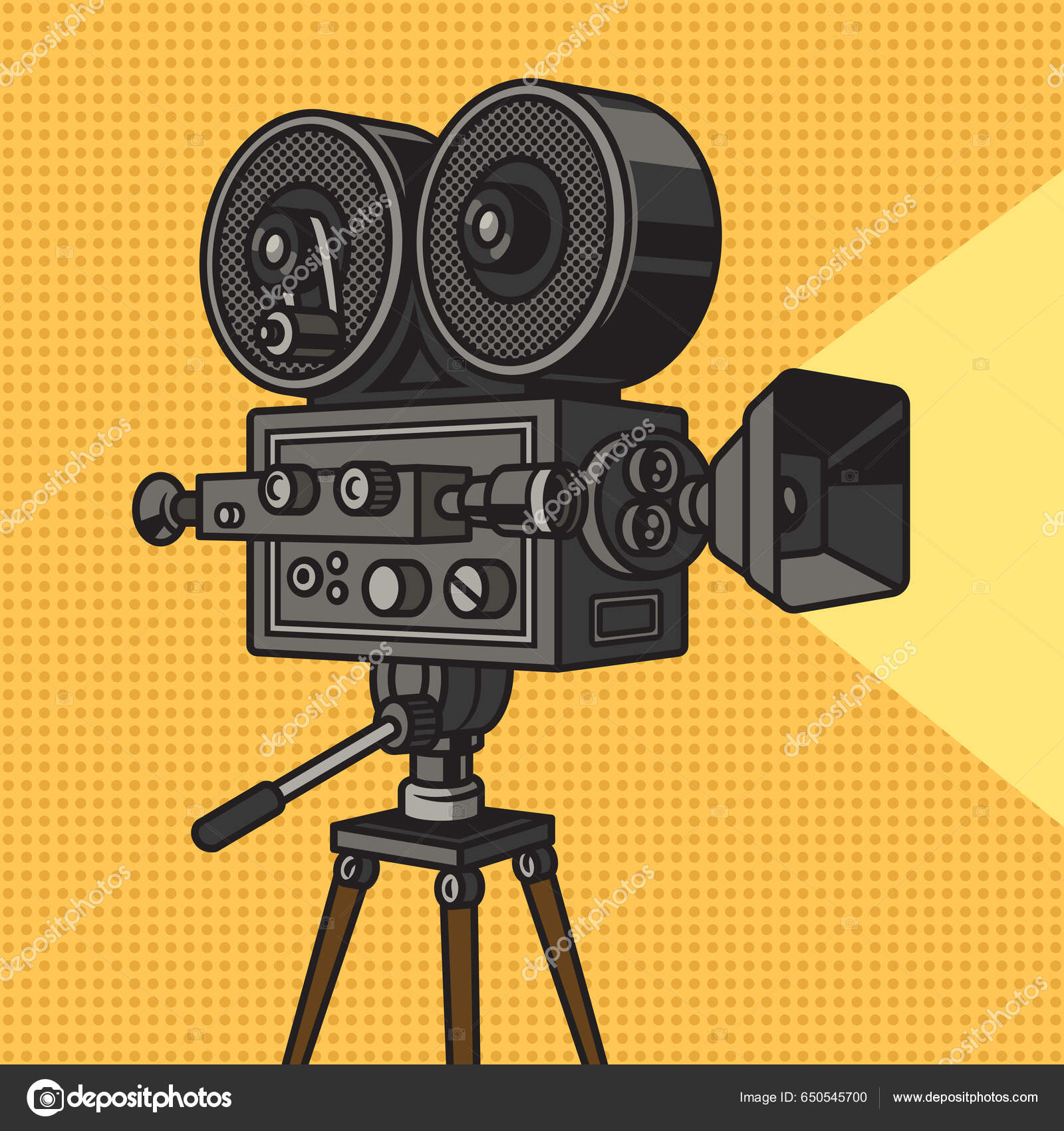 Old Cinema Camera Pinup Pop Art Retro Raster Illustration Comic Stock ...