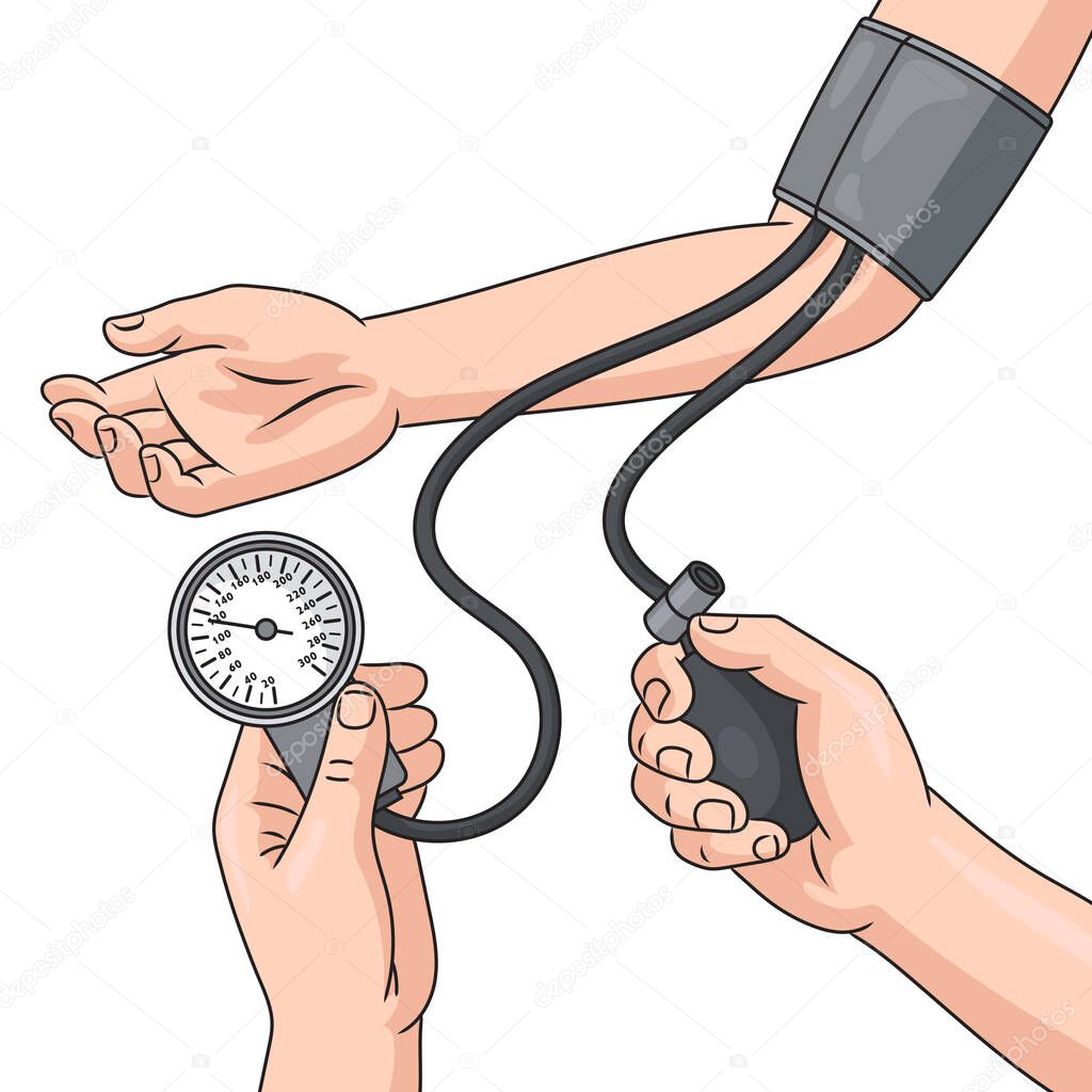 Medición del diagrama de presión humana ilustración vectorial ...