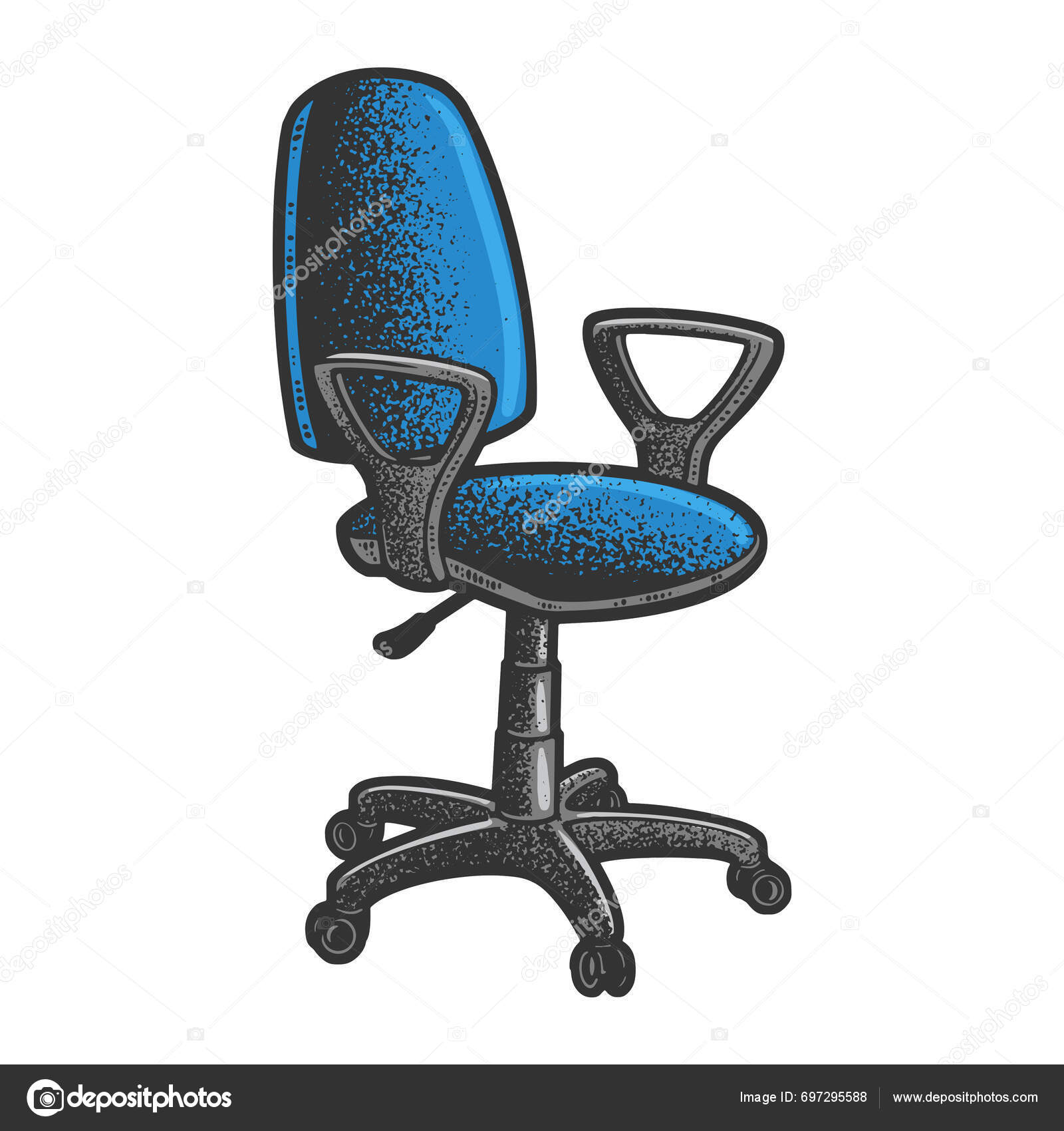 Office Chair Sketch Hand Drawn Color Engraving Vector Illustration ...