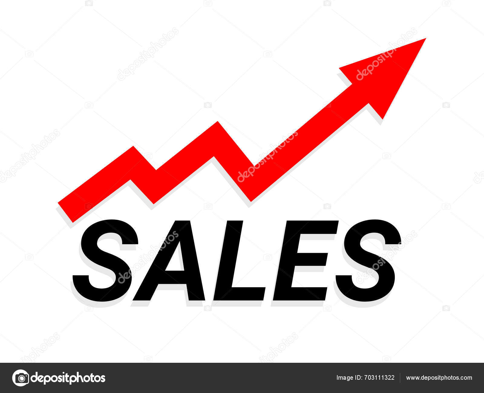 Red Arrow Shows Increasing Sales Conceptual Raster Illustration — Stock ...