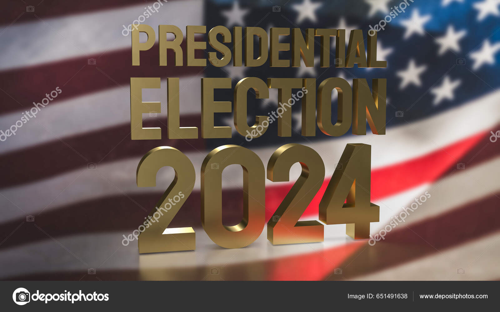 Usa Flag Gold Text Presidential Election 2024 Vote Concept Renderin ...