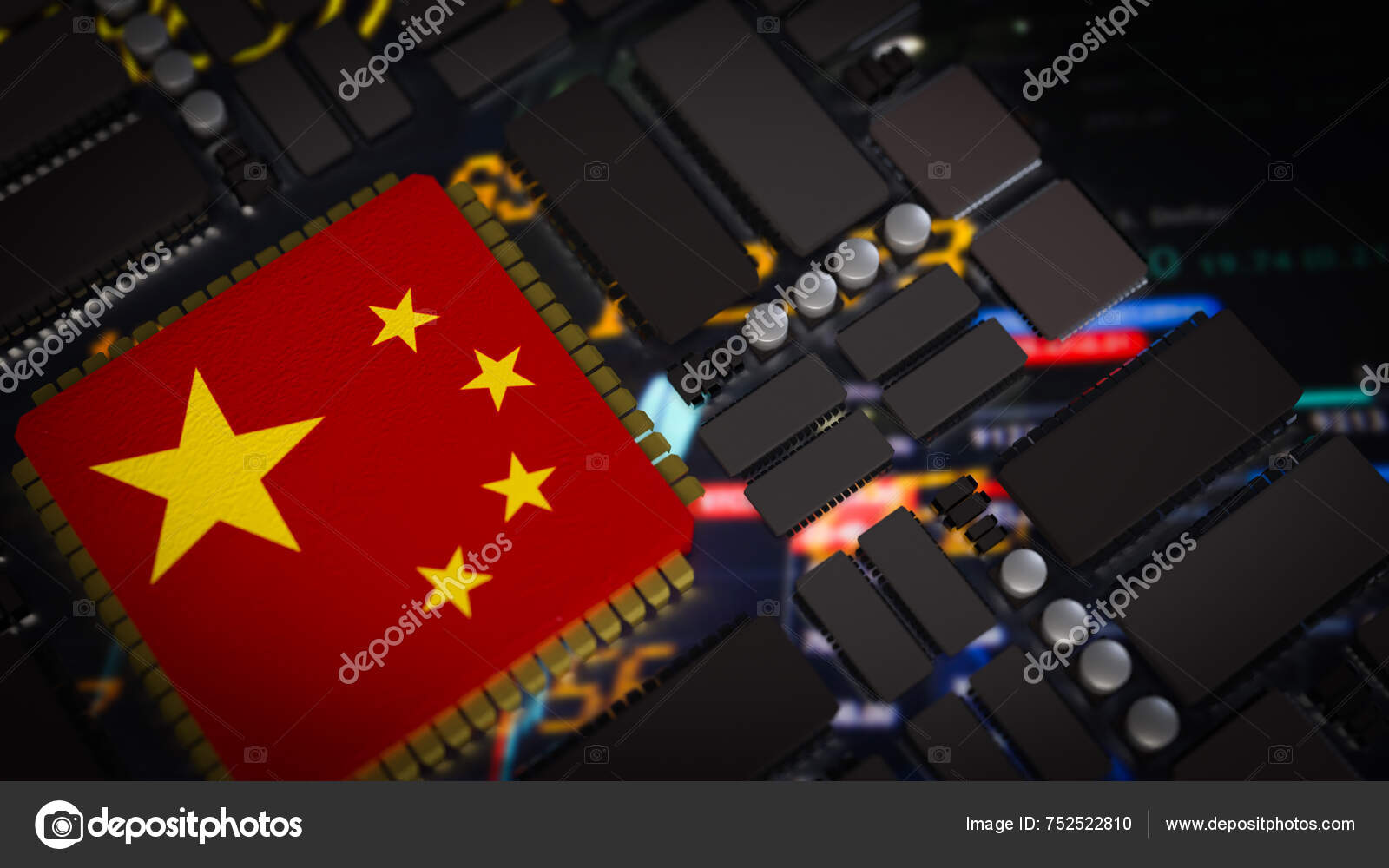 China Flag Pcb Board Technology Concept Rendering — Stock Photo ...
