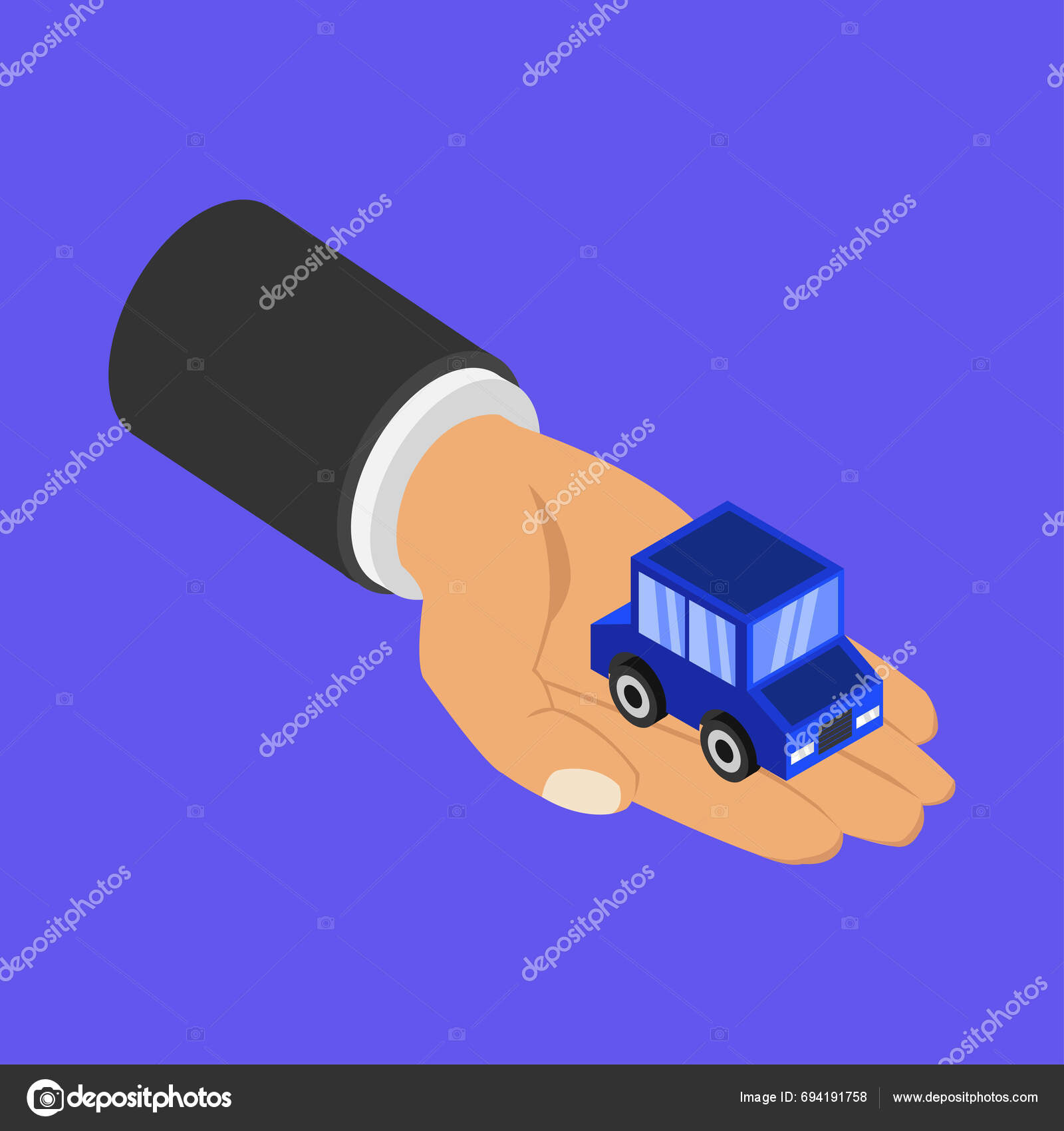 Hand Holding Car Icon Blue Background Stock Vector by ©marcotrapani ...