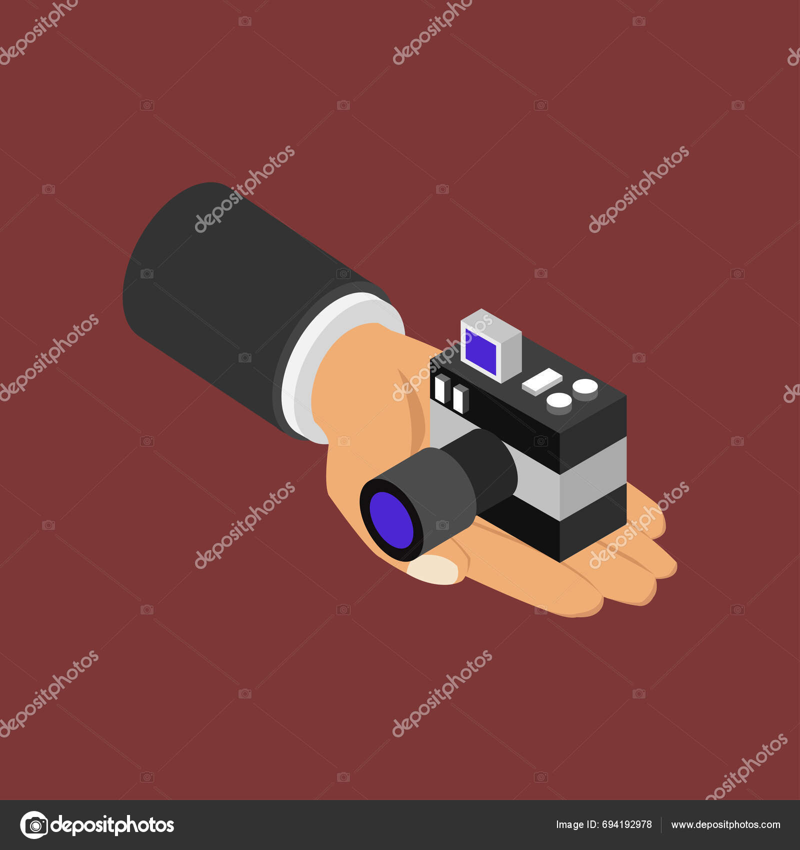 Hand Holding Camera Icon Dark Background Stock Vector by ©marcotrapani ...