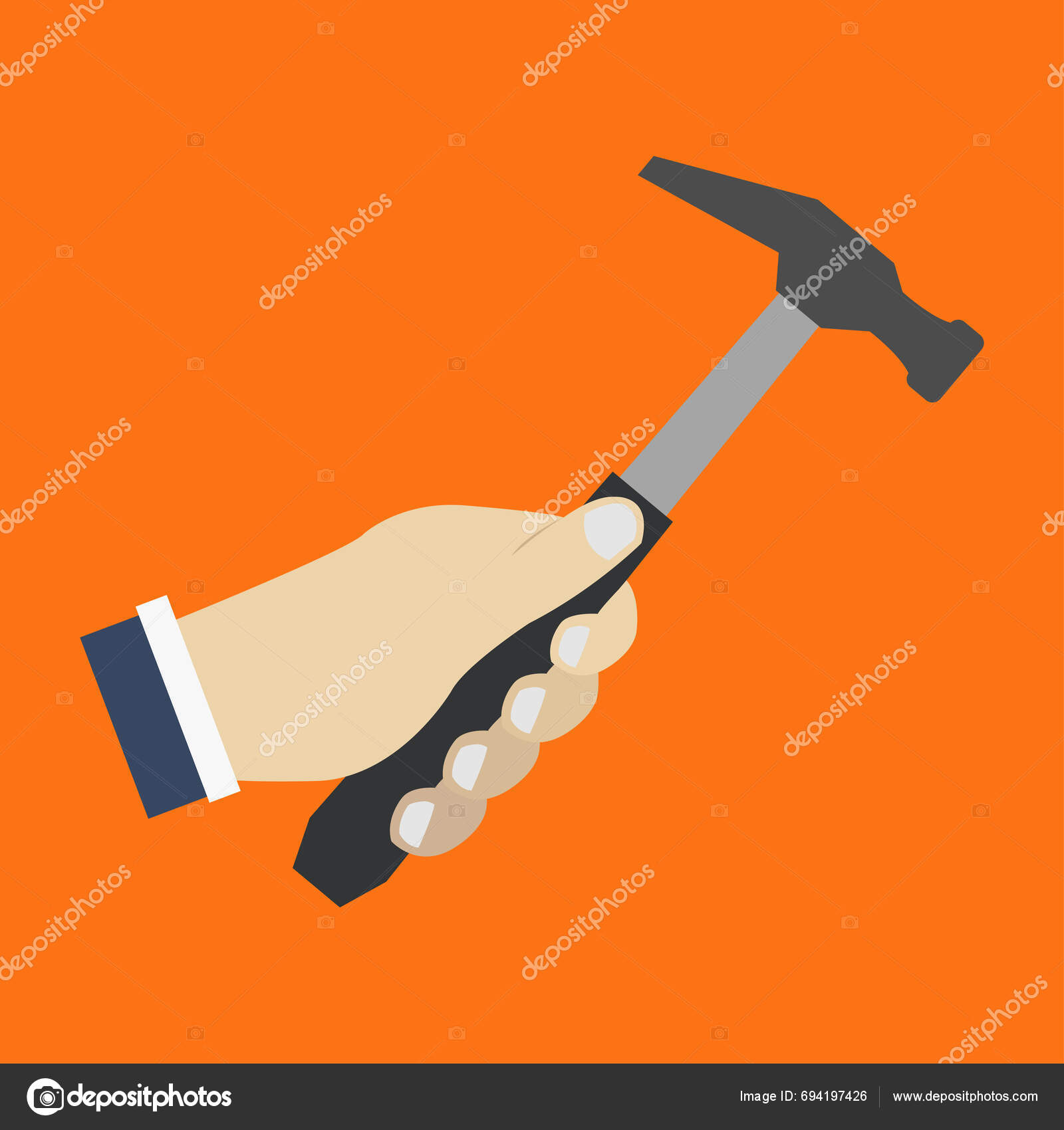 Hand Holding Hammer Icon Orange Background Stock Vector by ...