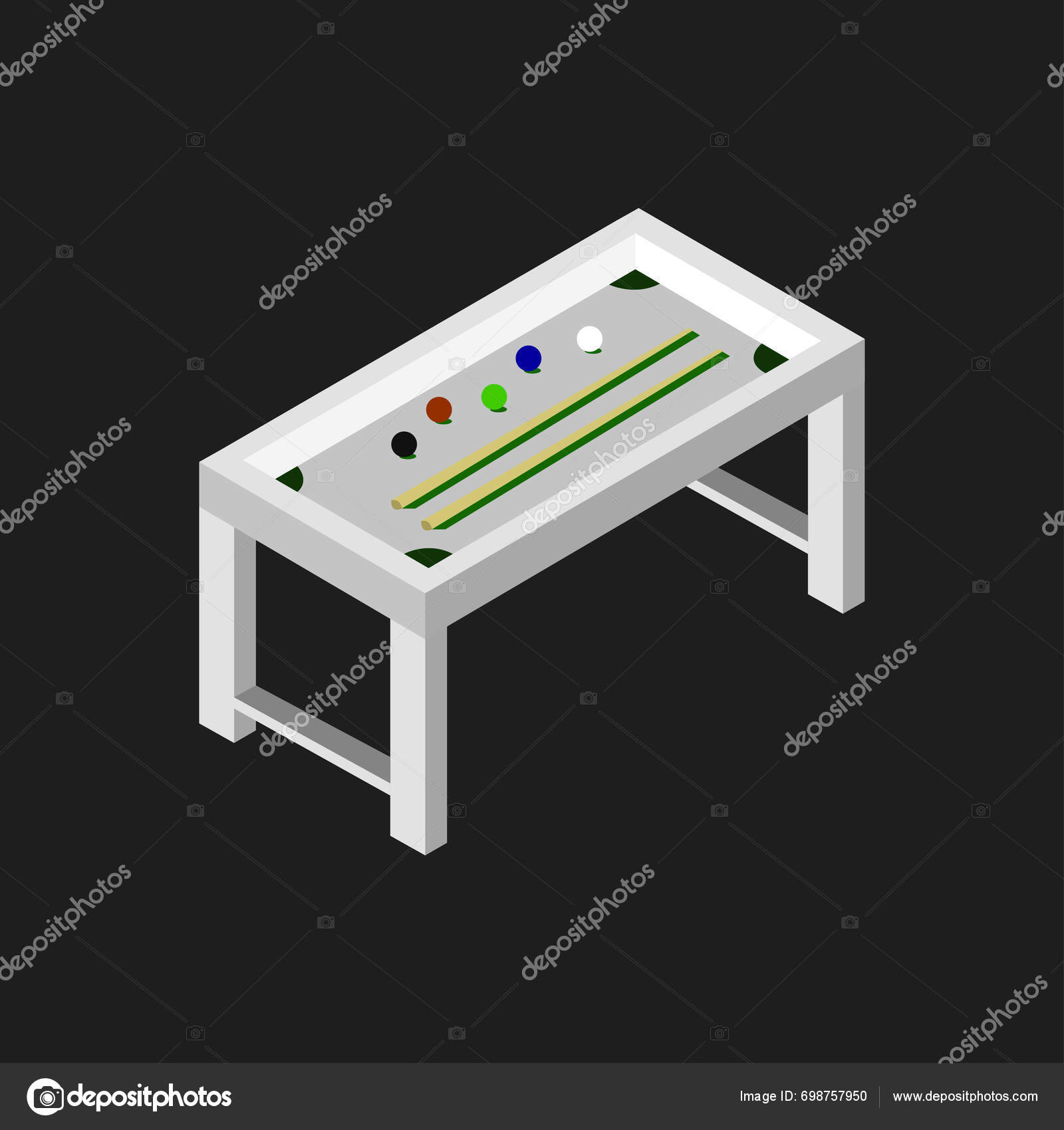 Billiard Table Isometric Vector Illustration Stock Vector by ...