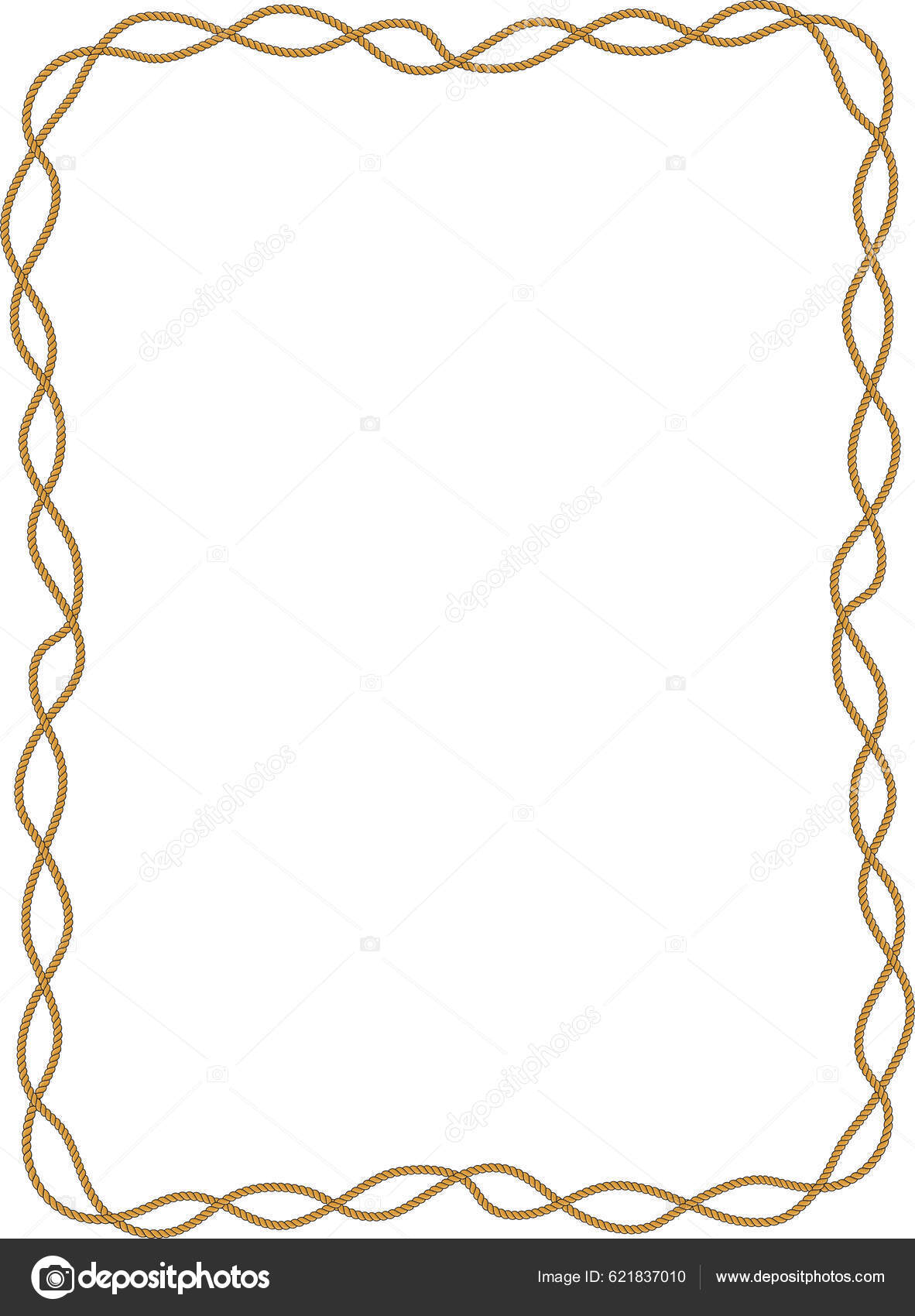 Rectangular Frame Made Tangled Rope Isolated White Background Twisted ...