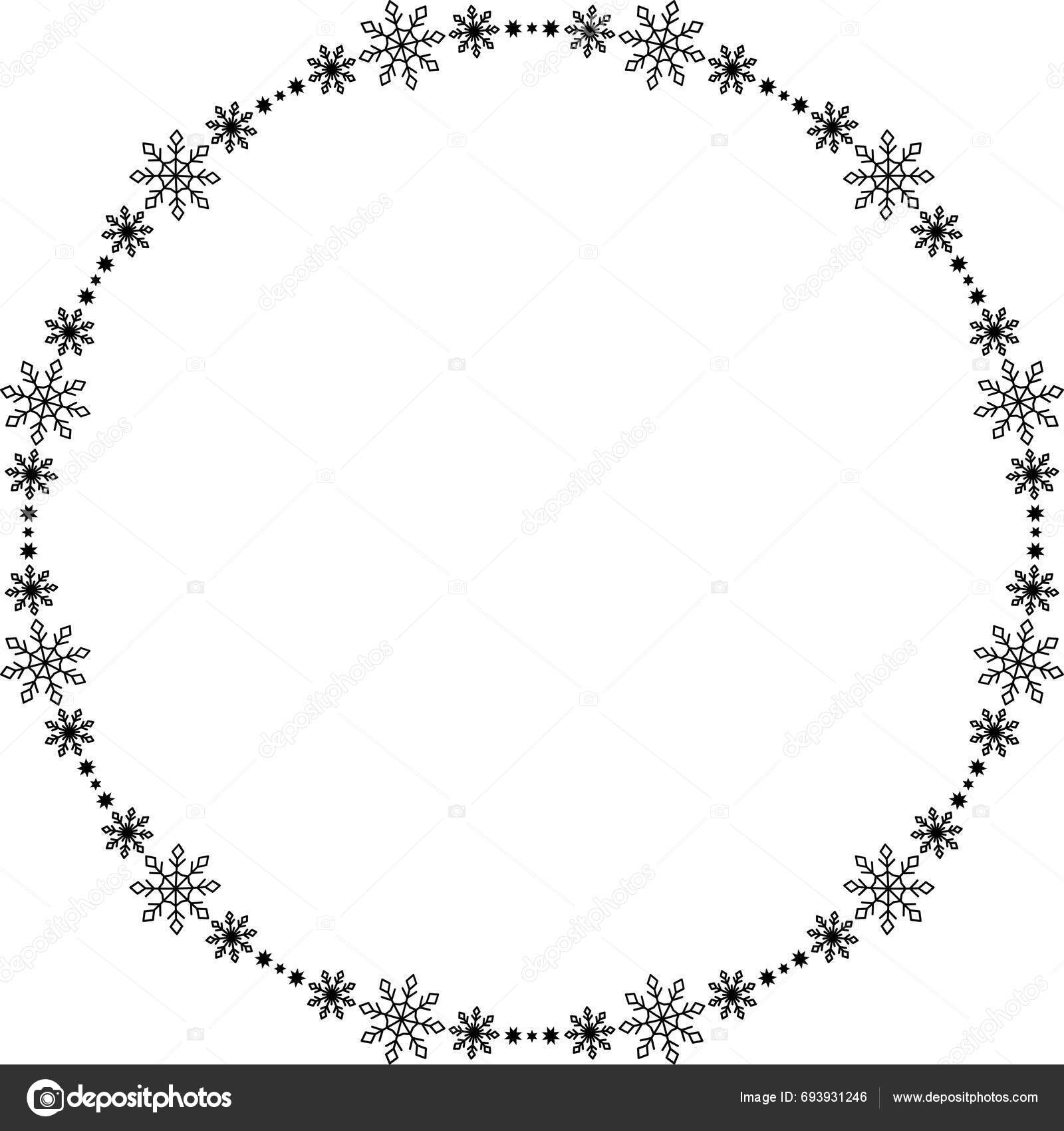 Snowflake Circle Frame Winter Snowflake Border Design Elements ...
