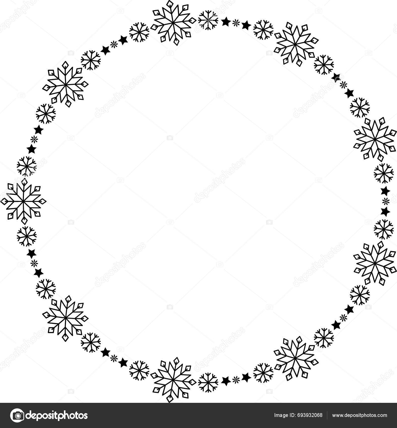 Snowflake Circle Frame Winter Snowflake Border Design Elements Christmas New Stock Vector by ...
