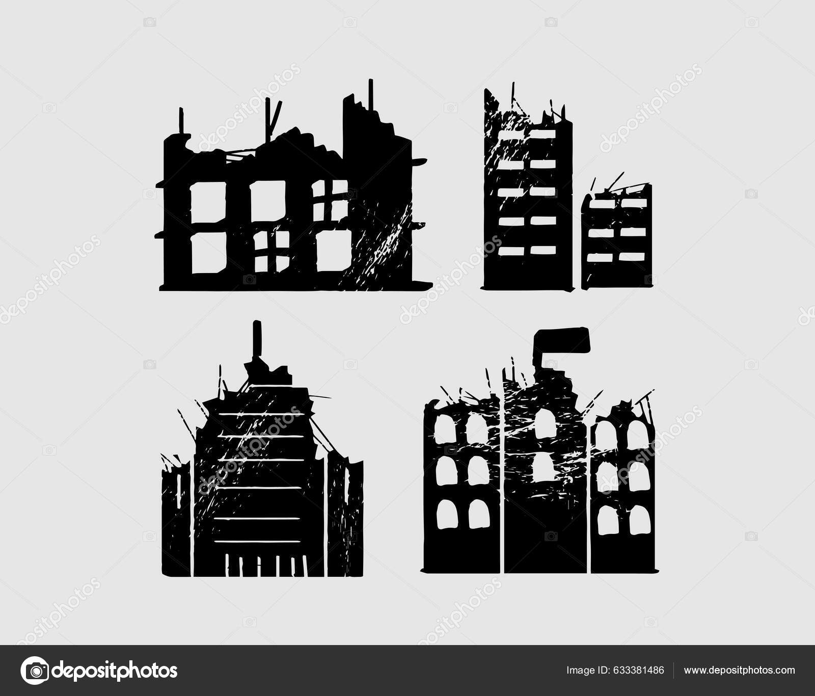 Destroyed City Silhouette Destroyed City Silhouette