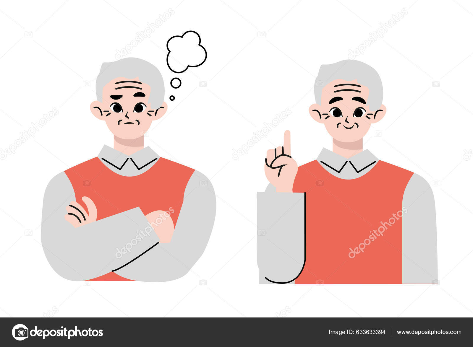 Senior Older Man Who Worried Man Who Has Solved Flat Vector de stock ... Senior Older Man Who Worried Man Who Has Solved Flat Vector de stock ...