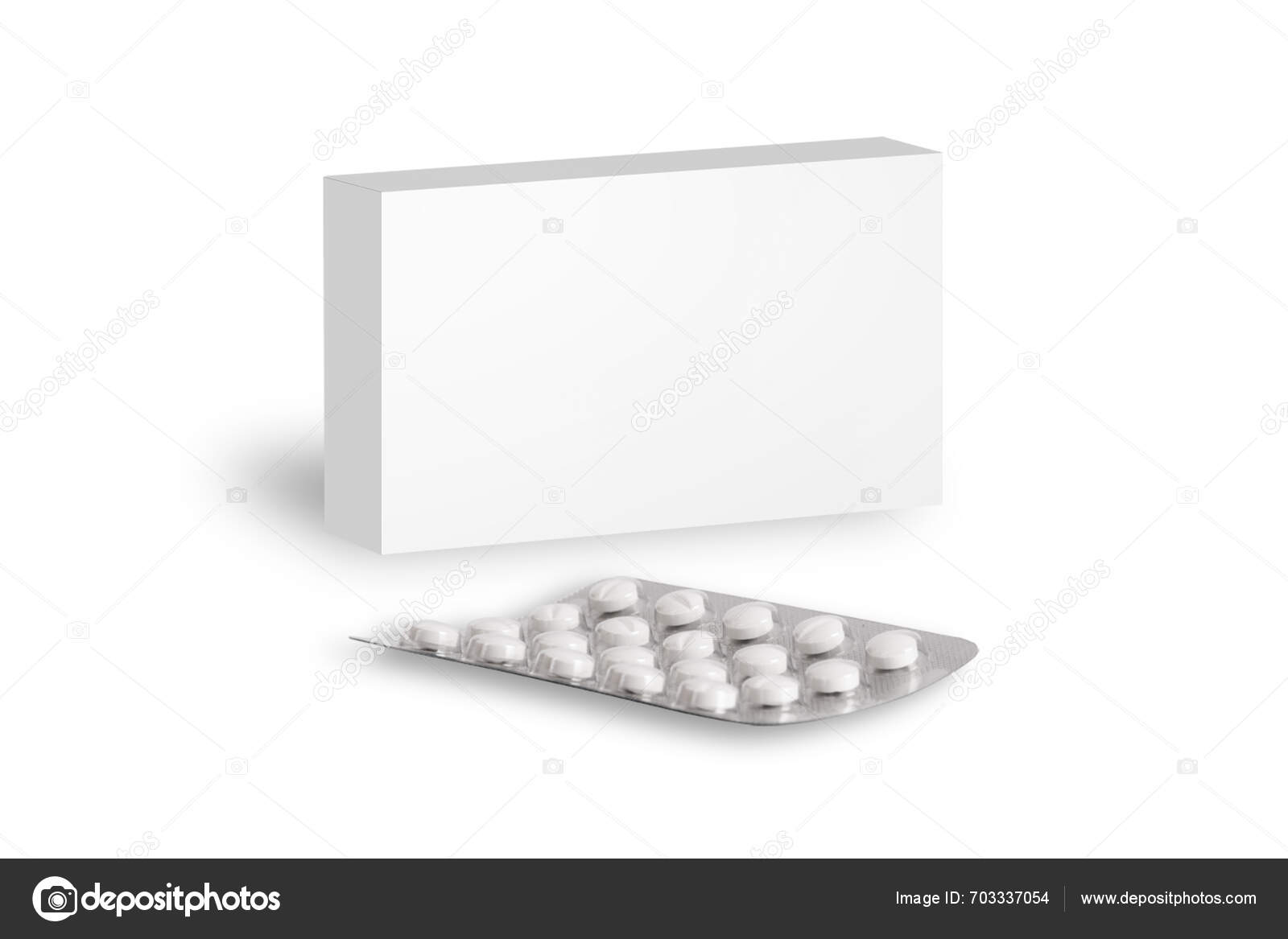 Blank White Rectangular Box Packaging Pills Medicines Mockup Isolated ...