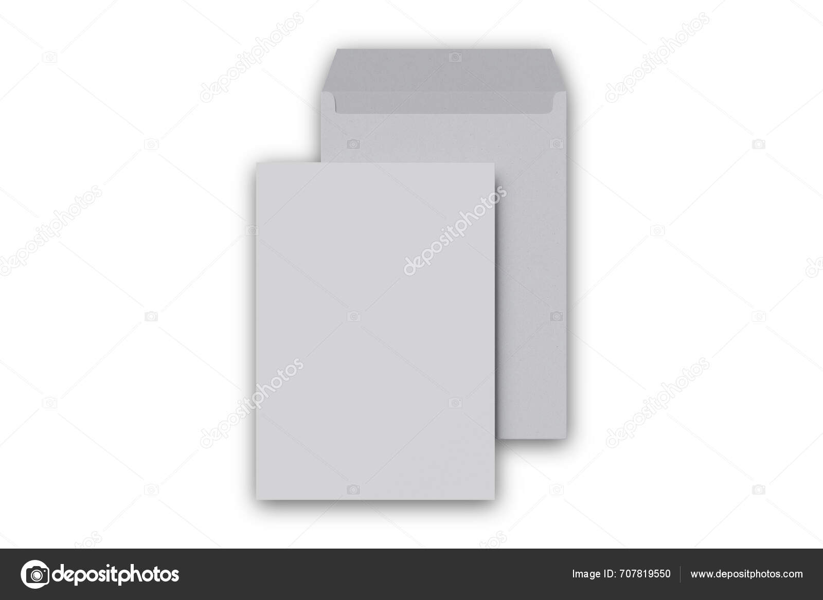 Blank Paper Envelope Front Back Mockup Isolated White Background Open ...
