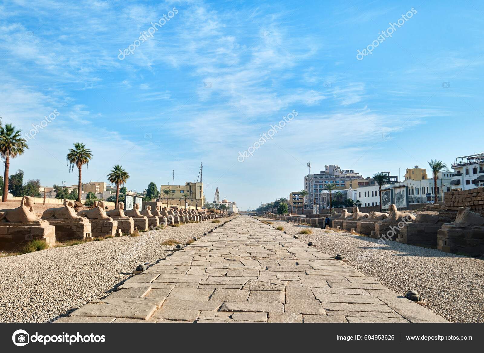 Luxor Egypt December 2023 Sphinxes Road Entrance Luxor Temple Large ...