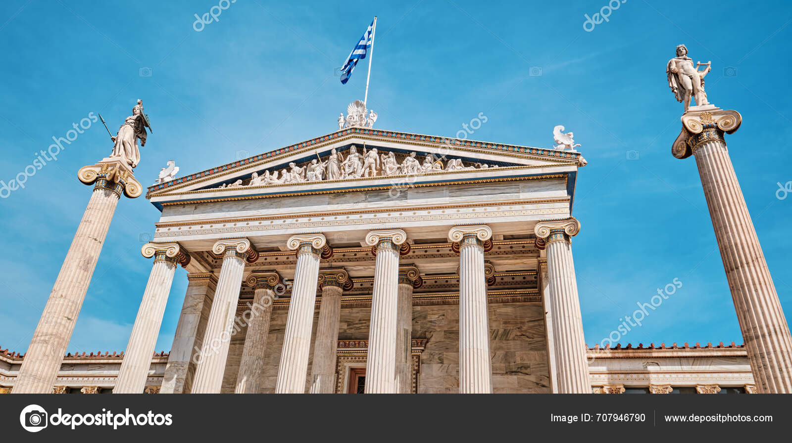 Athens Greece March 2024 Architectural Details Academy Athens Columns ...