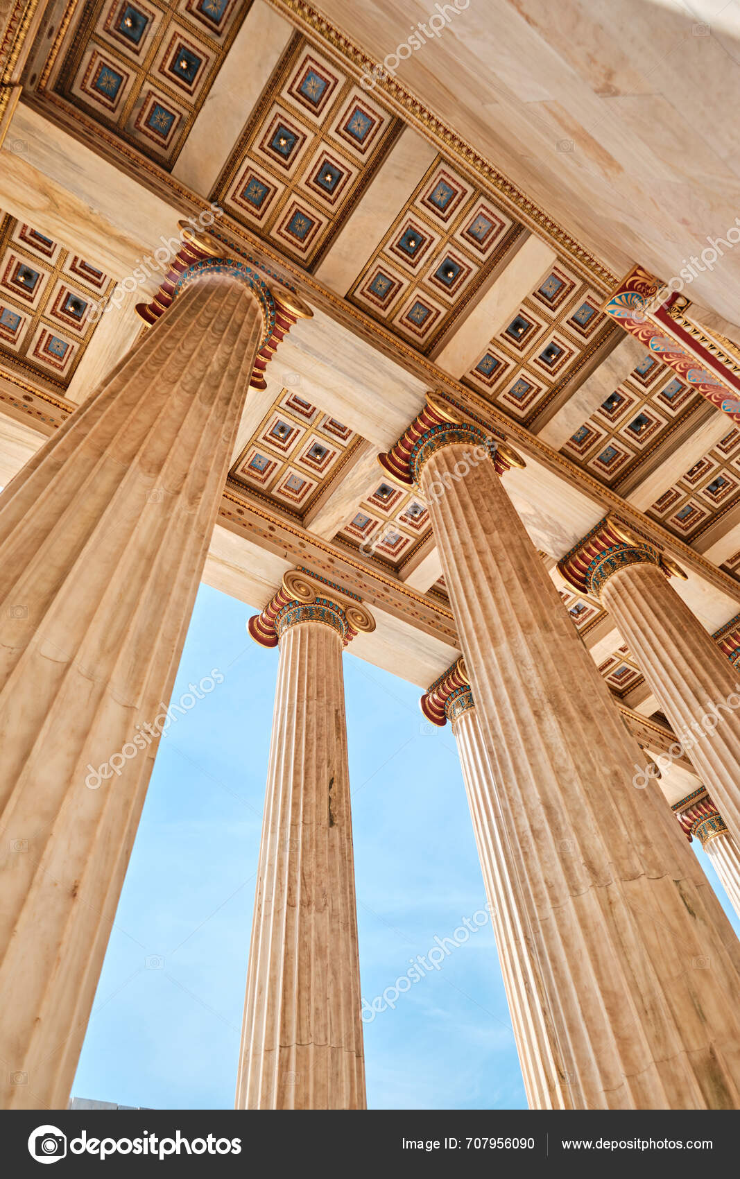 Athens Greece March 2024 Architectural Details Academy Athens Columns ...