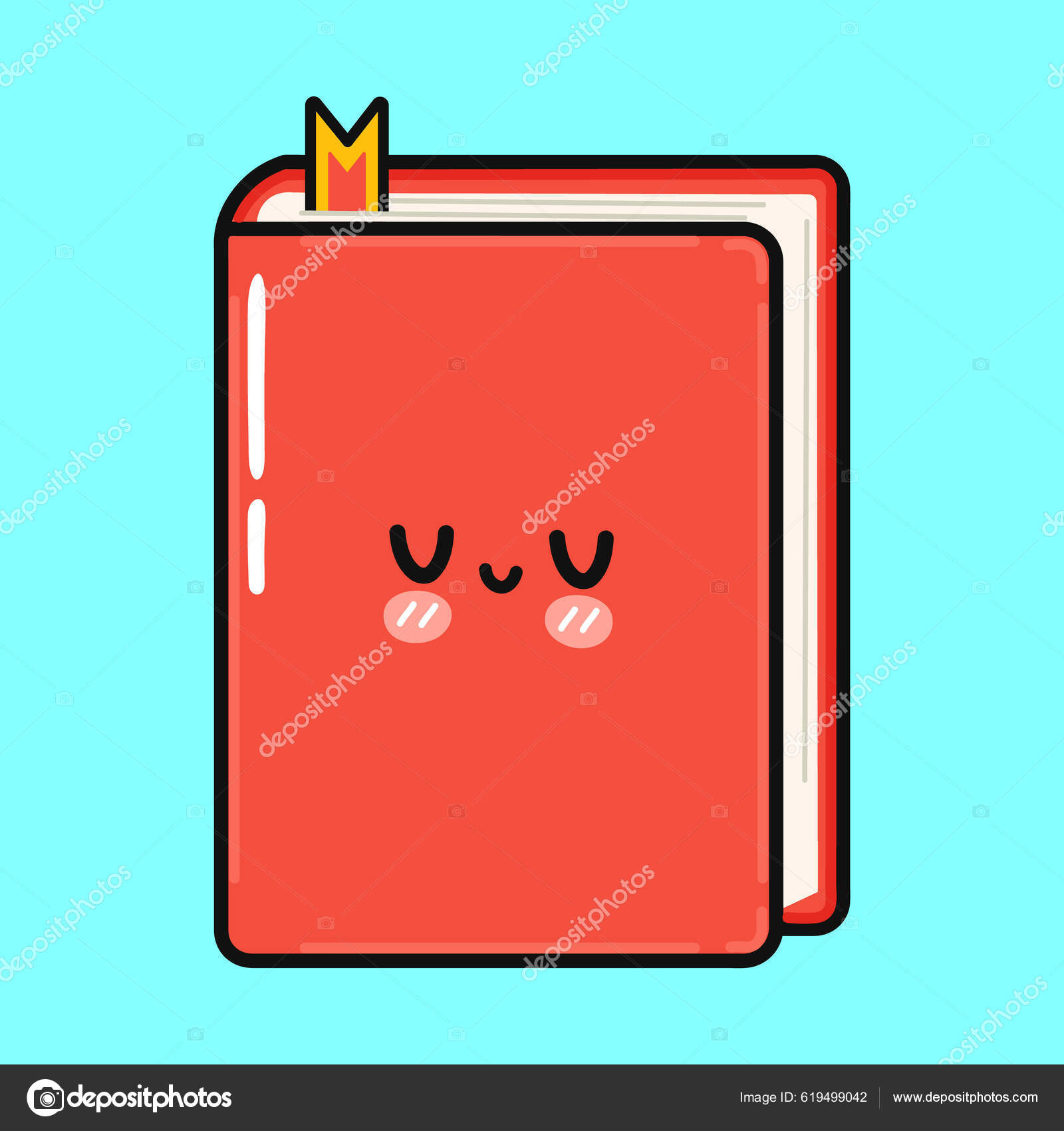 Lindo Libro Divertido Vector Dibujado Mano Caricatura Kawaii Carácter ...