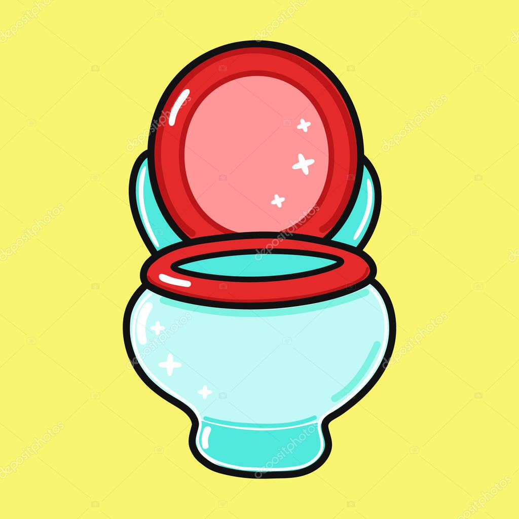 Cute Funny Toilet Character Vector Hand Drawn Cartoon Kawaii Character ...