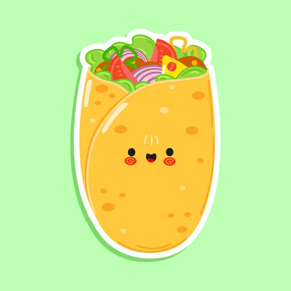Cute Sad Burrito Character Vector Hand Drawn Cartoon Kawaii Character ...