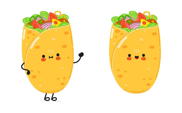 Cute Sad Burrito Character Vector Hand Drawn Cartoon Kawaii Character ...