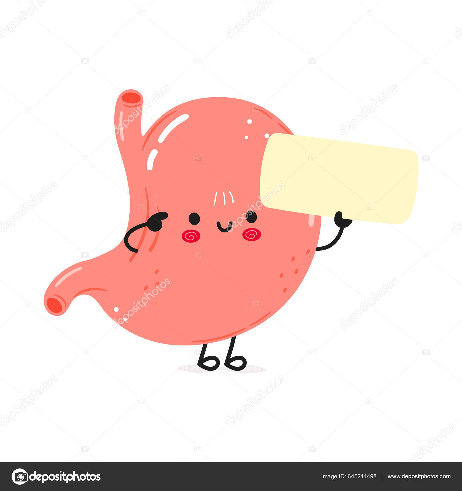 Carácter Del Póster Del Estómago Vector Dibujado Mano Caricatura Kawaii ...