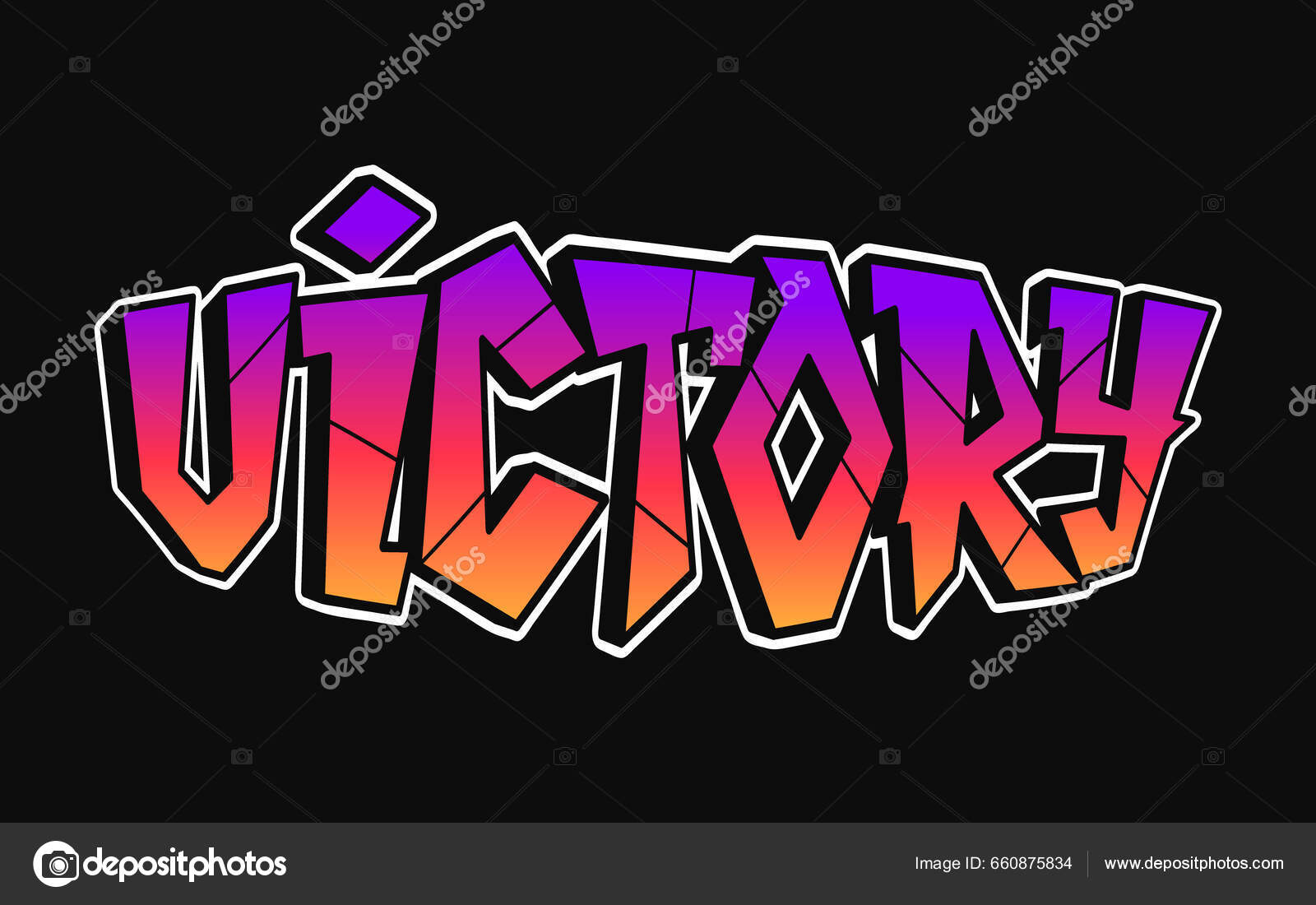 Vettoriale stockVittoria Parola Sola Stile Graffiti Lettere Logo ...