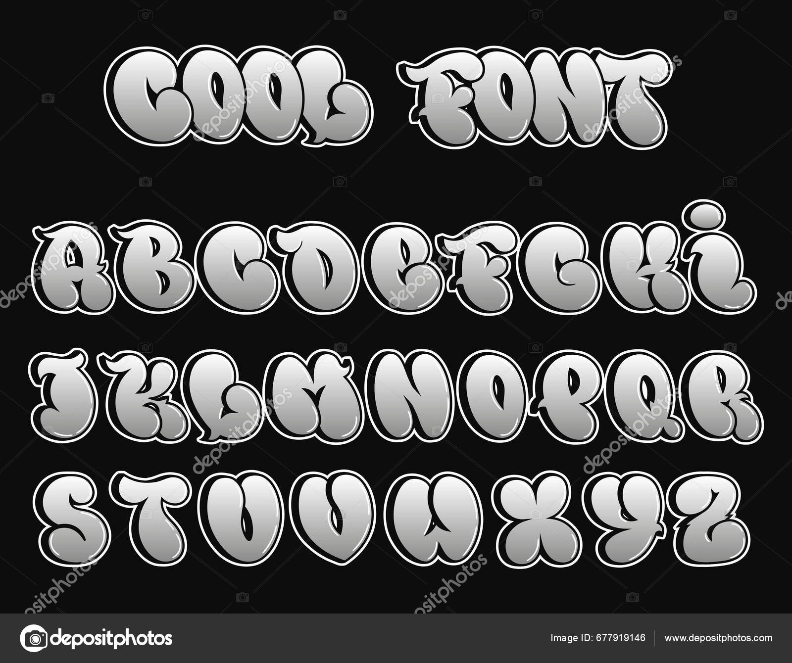 Enkle Graffiti Bokstaver Alfabetet