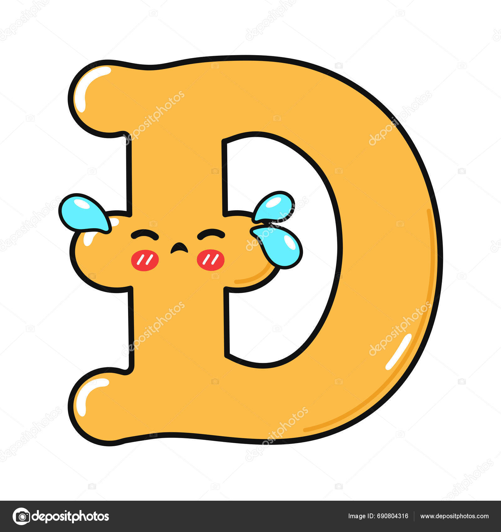 Crying Dogecoin Sign Character Vector Hand Drawn Cartoon Kawaii ...