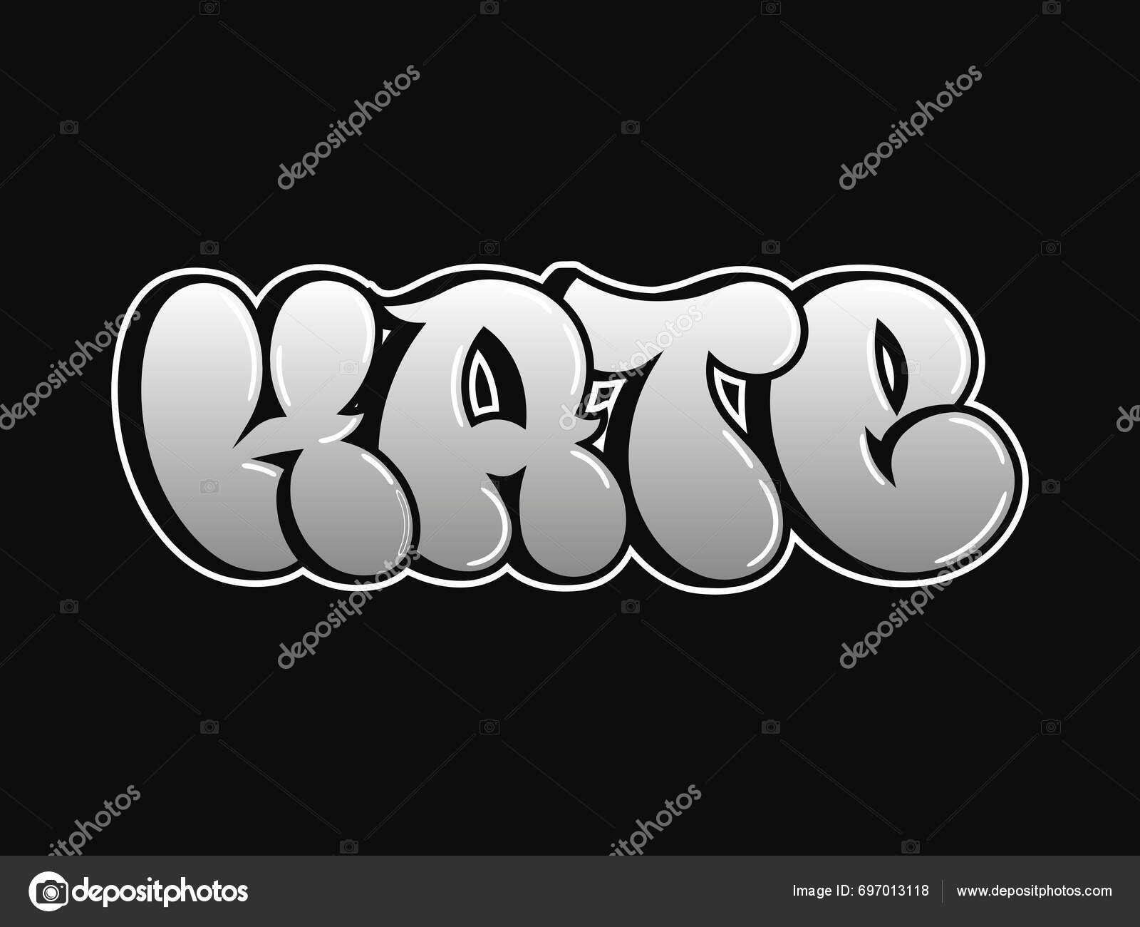 Hate Word Trippy Psychedelic Graffiti Style Letters Vector Hand Drawn ...