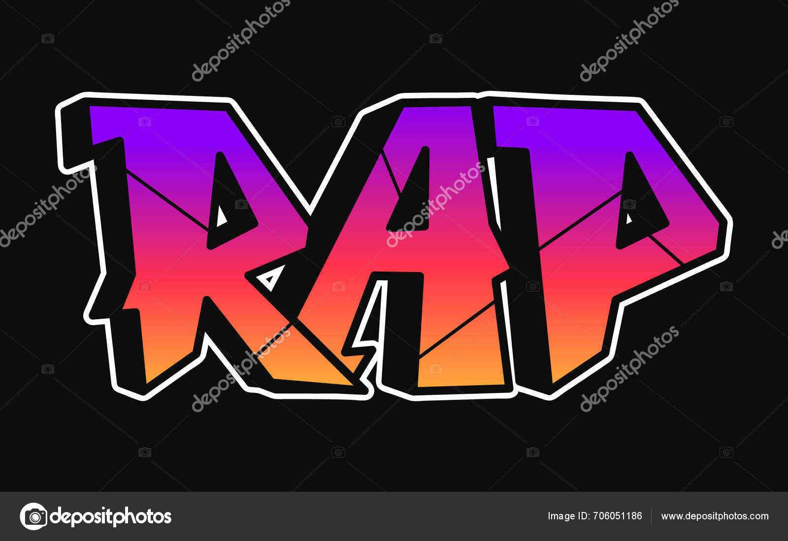 Rap Word Trippy Psychedelic Graffiti Style Letters Vector Hand Drawn ...