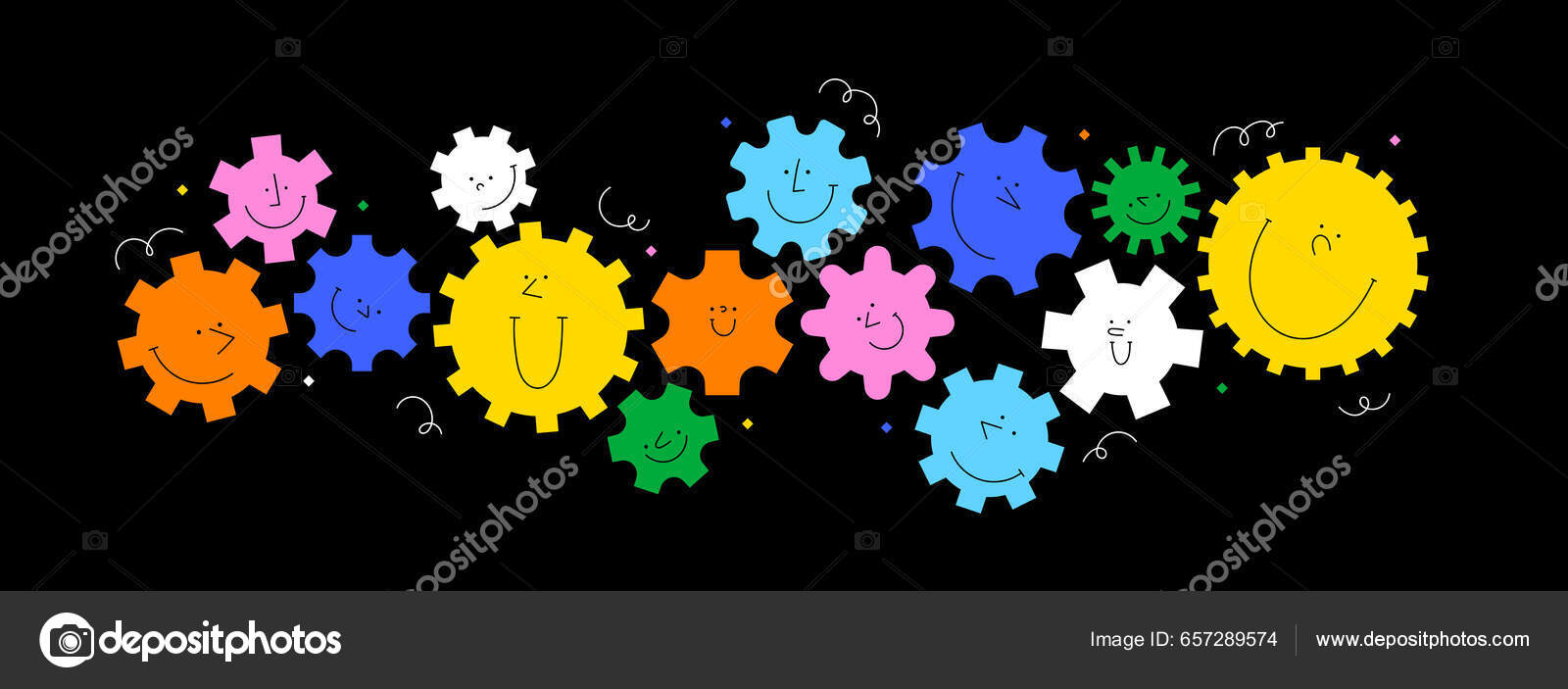 Diverso Colorido Juego Ilustración Personajes Rueda Dentada Colección ...