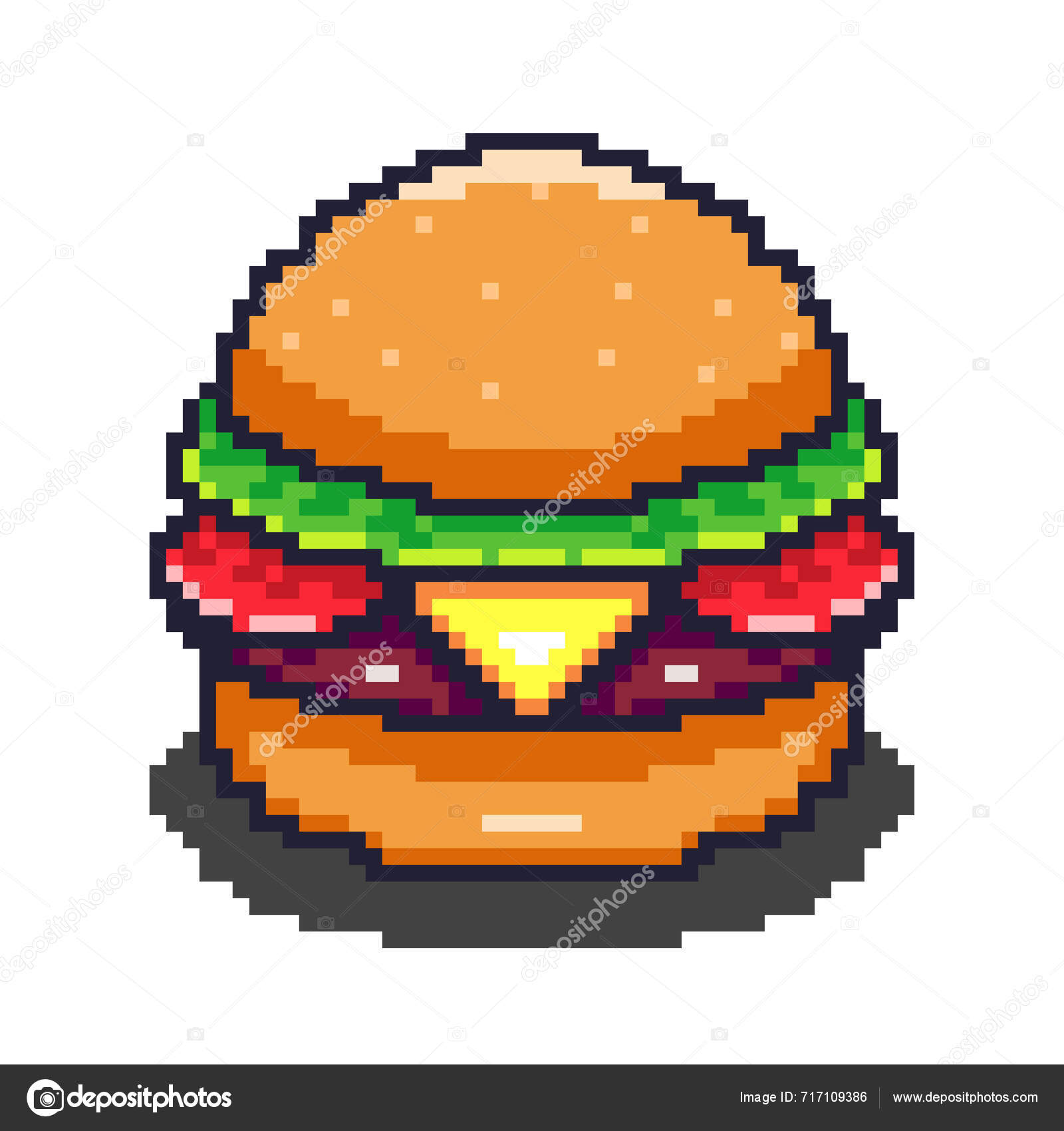 Minecraft Pixelart Burger Pixel Art Fast Food Burger Beef Stock Vector