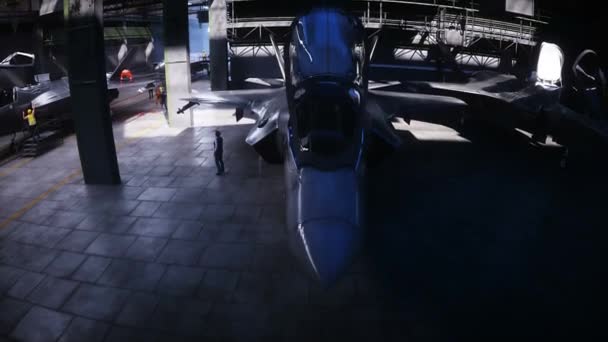 在工厂生产军用战斗机F35 军工厂的武器现实的4K动画 —— 库存视频 © chagpg #702106882