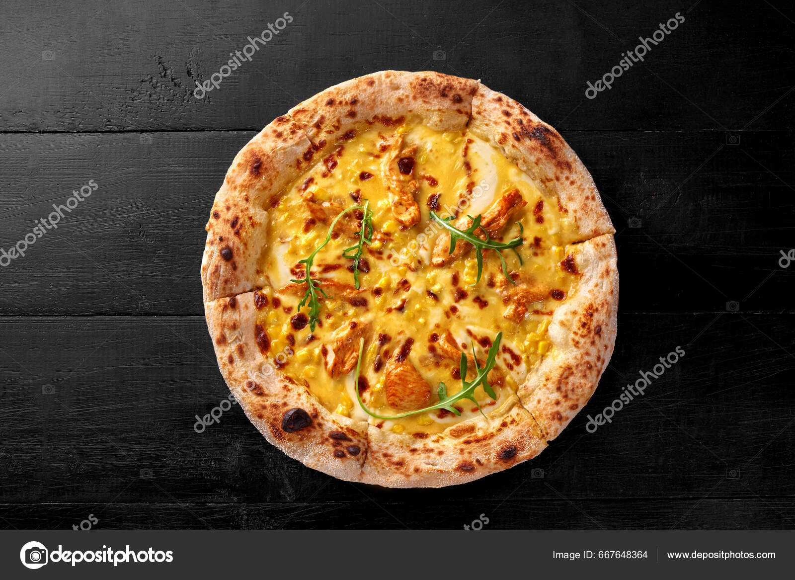Delicious Sous Vide Chicken Pizza Thin Dough Corn Browned Edge Stock ...