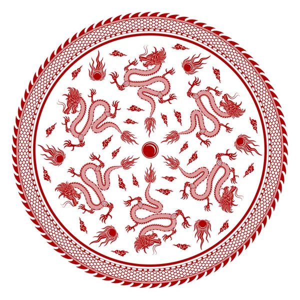 Naga Cina Merah Tradisional Vektor Stok oleh ©TASEEFA.studio 635995064