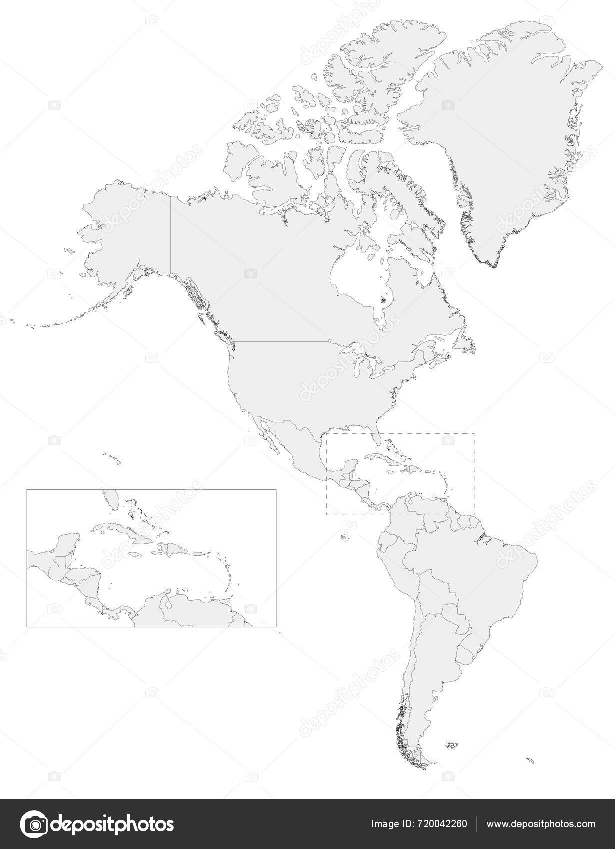 Blank Political America Map Vector Illustration Isolated White ...