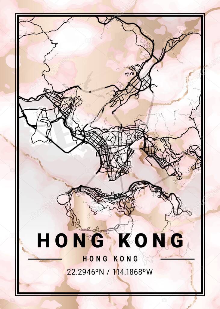 Hong Kong Hong Kong Daphne Marble Map es una hermosa impresión de las ...