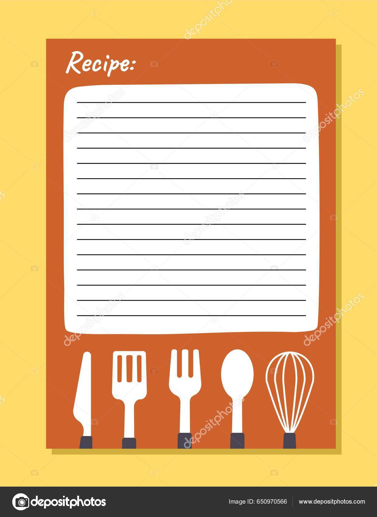 Cooking Note Concept Place Record Recipe Notepad Sheet Knife Fork Stock ...
