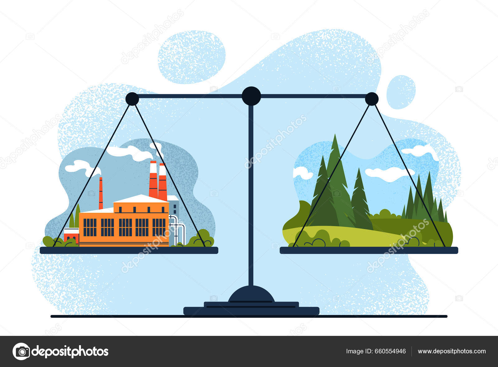Balance Ecology Climate Scales Concept Plant Emission Waste Balance ...