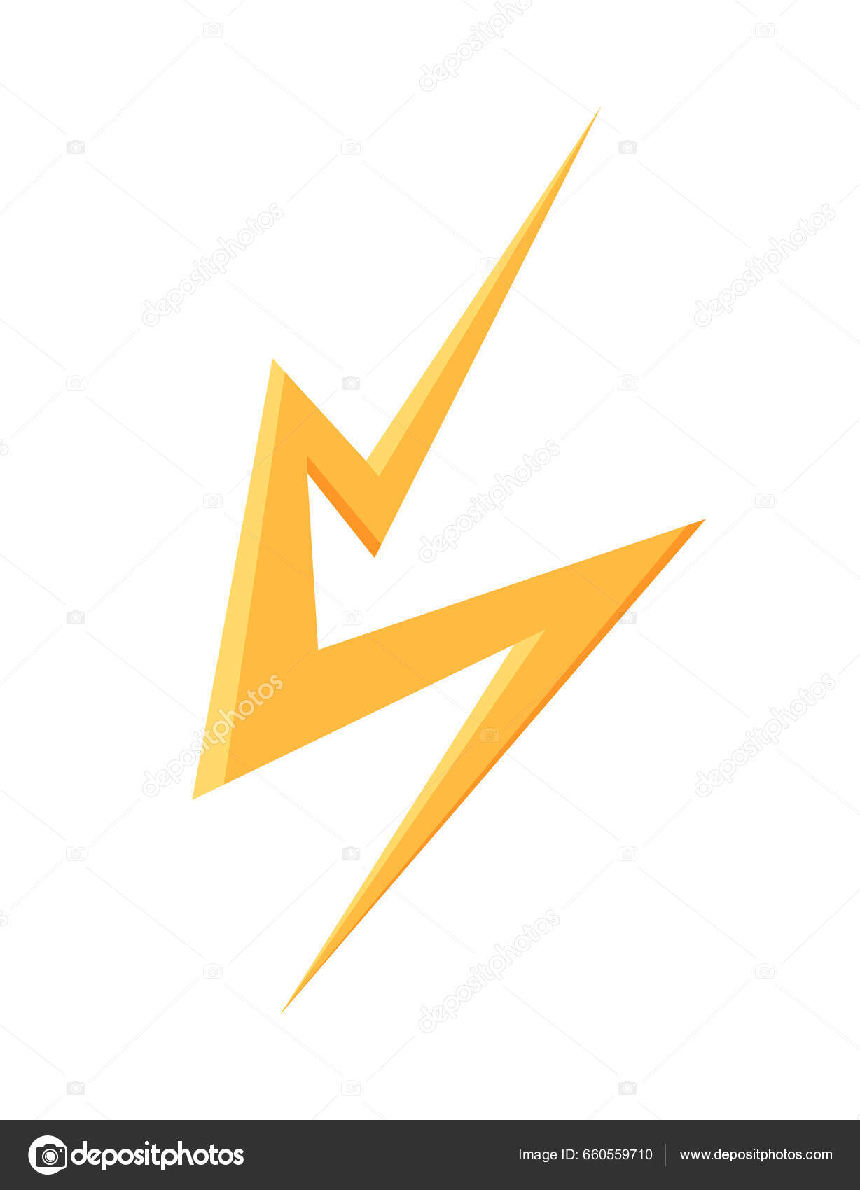 Yellow Lightning Icon Concept Electricity High Voltage Danger ...