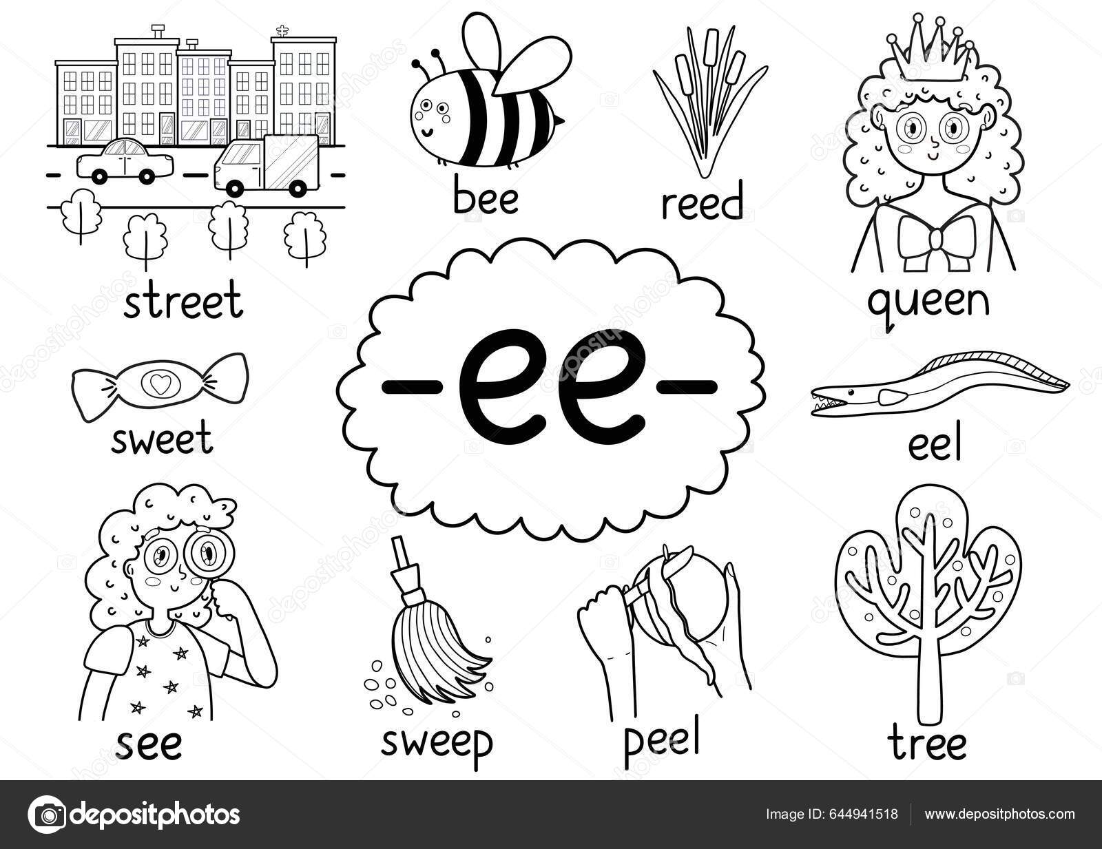 Digraph Spelling Rule Black White Educational Poster Kids Words Learning Stock Vector by ...