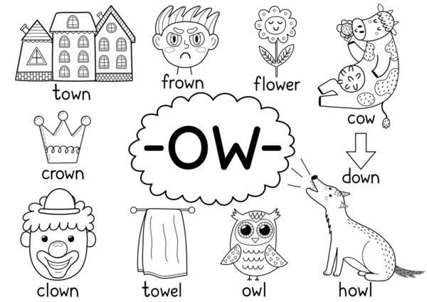 Digraph Spelling Rule Black White Educational Poster Kids Words Learning Stock Vector by ...