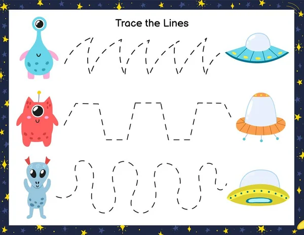Trace line activity page for kids. Handwriting practice worksheet with ...