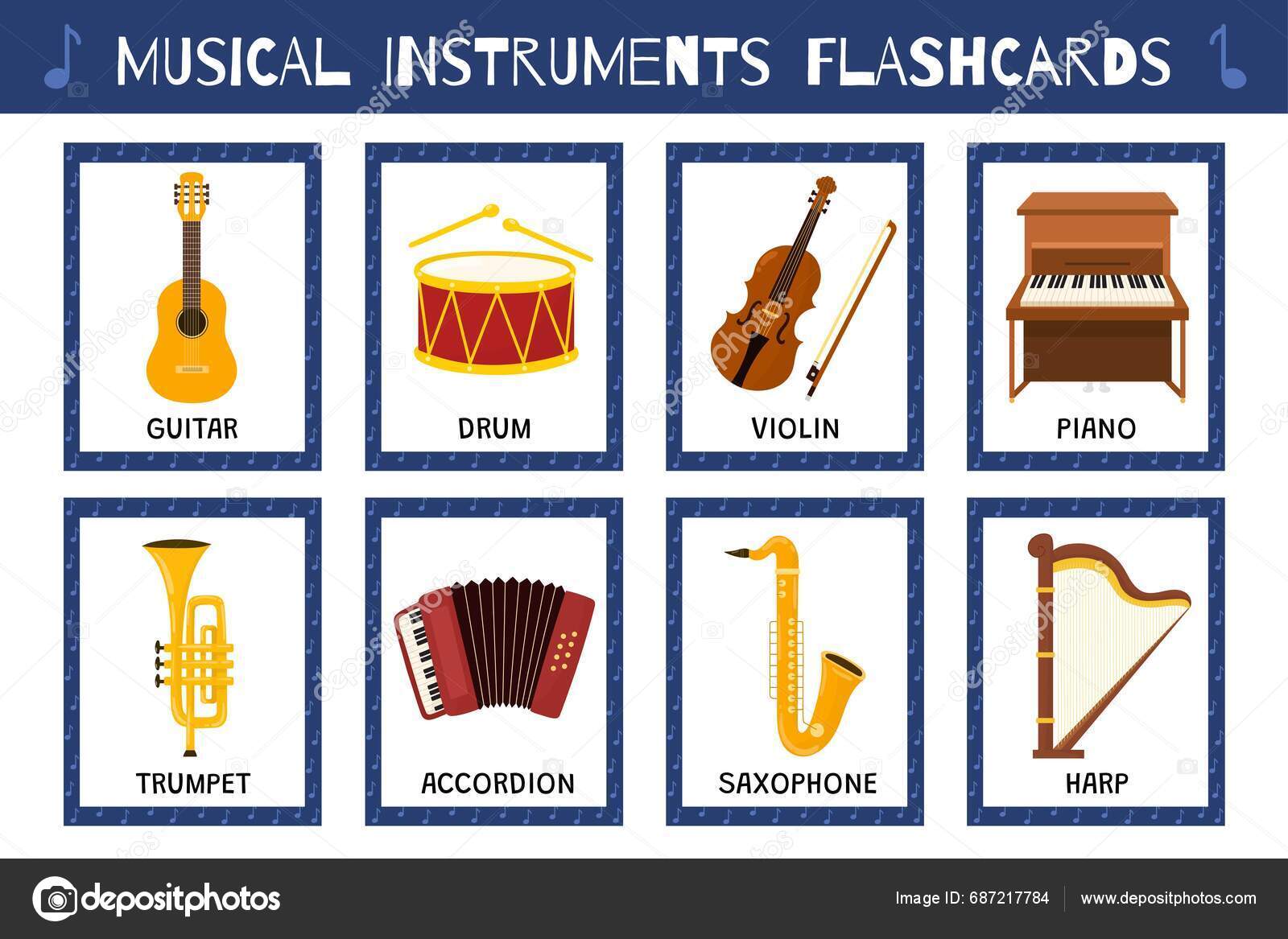 Musical Instruments Flashcards Collection Flash Cards Collection School ...