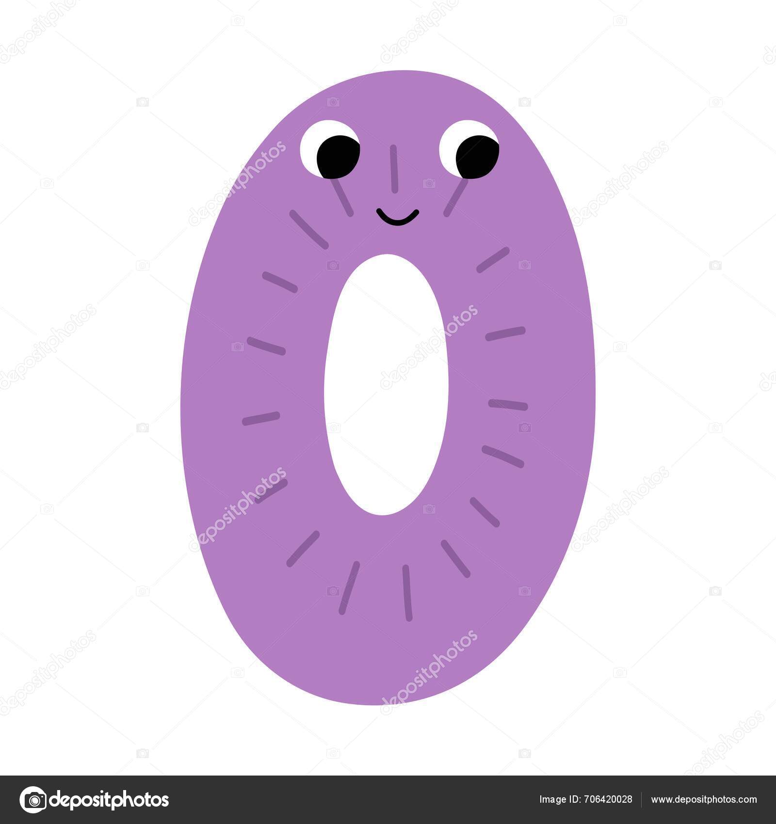 Cute Number Zero Character Kids Leaning Numbers Preschool Doodle Number ...